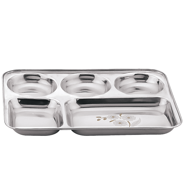 Buy Kitchen Essentials Stainless Steel Compartment Plate - Laser ...