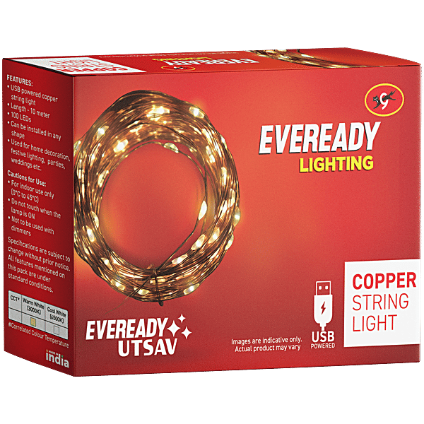 Buy Eveready LED Rice Light/ Copper String Light - 3000k, Warm White ...