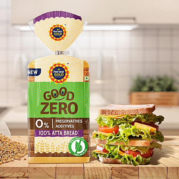 Buy Harvest Gold Good Zero - 100% Atta Bread, Zero Preservatives, Zero ...