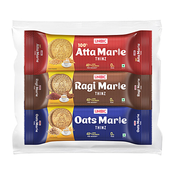 Buy UNIBIC Assorted Marie Thinz - Oats, Ragi, 100% Atta Online at Best ...