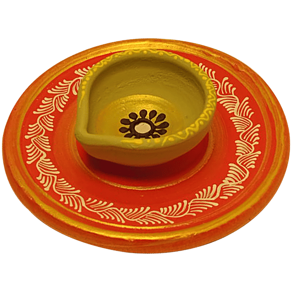 Buy mbc Diwali Plate Clay Diya - For Ganpati, Navratri, Durga Puja ...