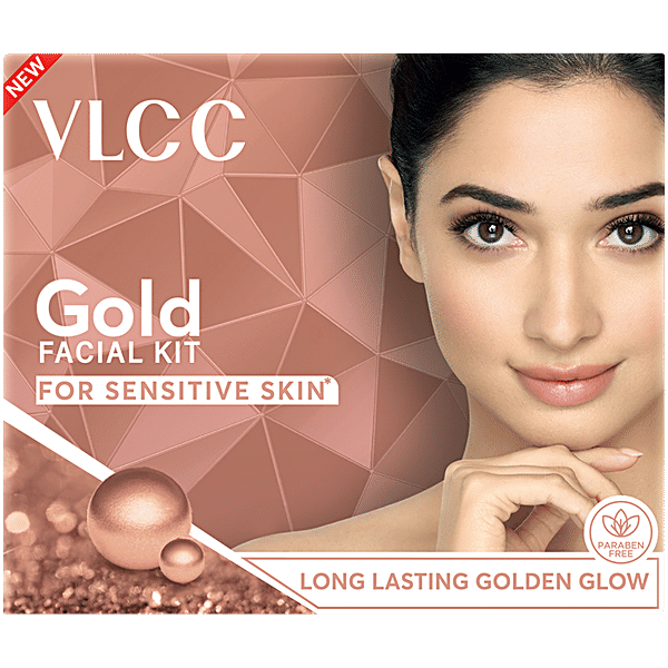 Buy VLCC Gold Facial Kit For Sensitive Skin With 24K Gold, Hyaluronic ...