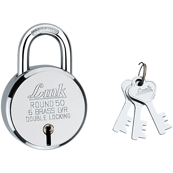 Buy Link Round 50 mm 6 Brass LVR Double Locking - With 3 Keys Online at ...
