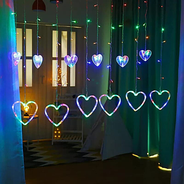 Buy Desidiya LED Heart Shape Curtain String Lights - 2.5 m, 12 Hearts ...