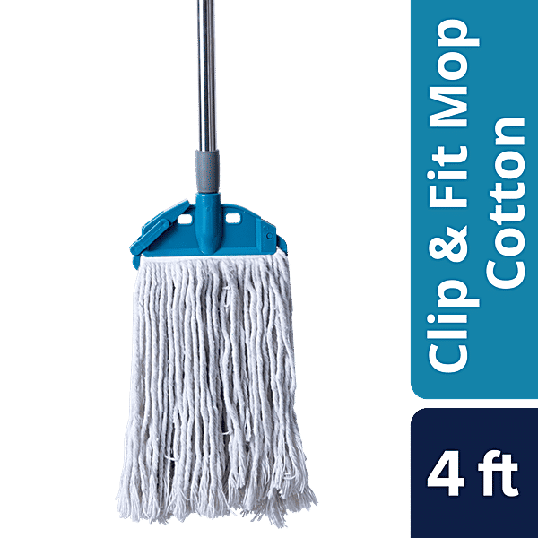 Buy bb home Clip and Fit Cotton Mop/Wet Mop, 6 inch Wide With 4 ft ...