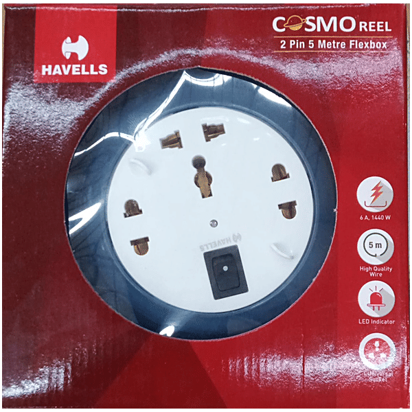 Buy Havells Cosmo Reel Flexbox - 5 M, 3 Sockets, AHEXXXU065 Online at ...