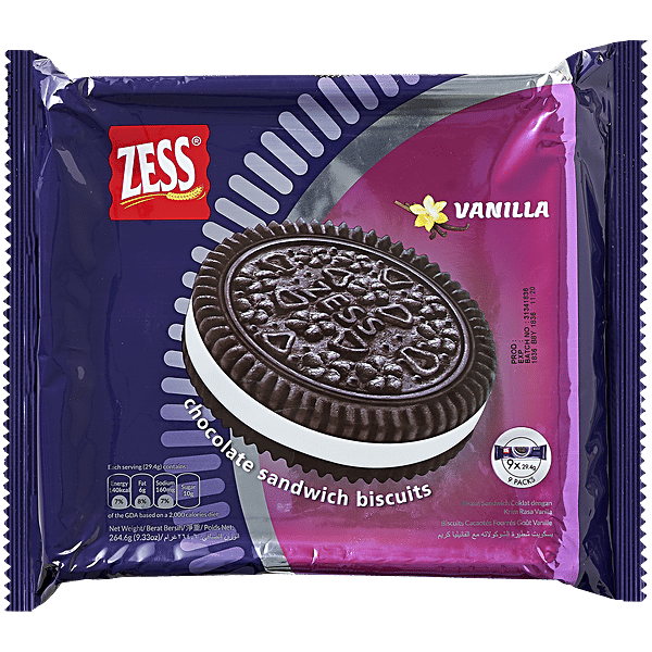 Buy Zess Chocolate Sandwich Biscuits - Vanilla Online at Best Price of ...