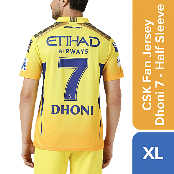 Buy Playr X Chennai Super Kings CSK Fan Jersey - Dhoni 7, Half Sleeve ...