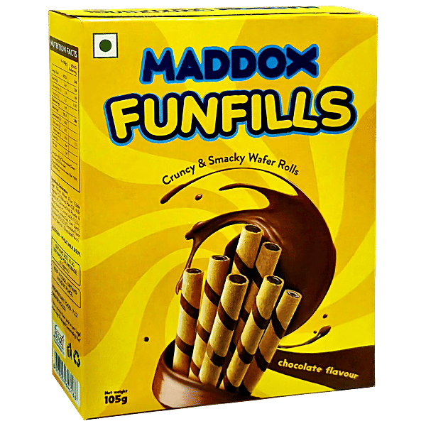 Buy Maddox Funfills Chocolate Wafer Rolls Online at Best Price of Rs 90 ...