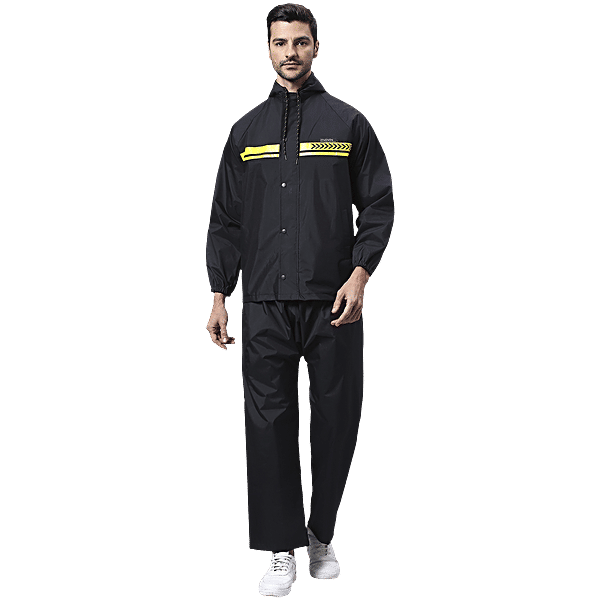 Buy Zeel Rain Jacket Suit with Pant & Hood, Water Proof, Hero Black, XL ...