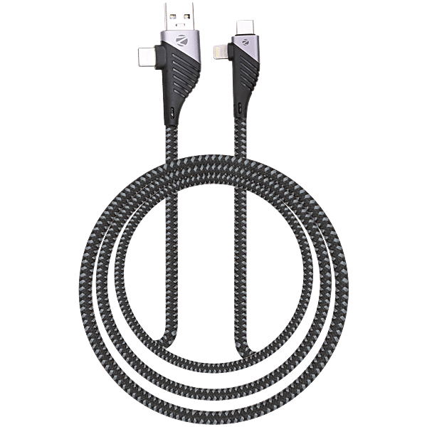 Buy Zebronics 4 In 1 65 W Braided L-Shape Fast Charging Cable - 1 m ...