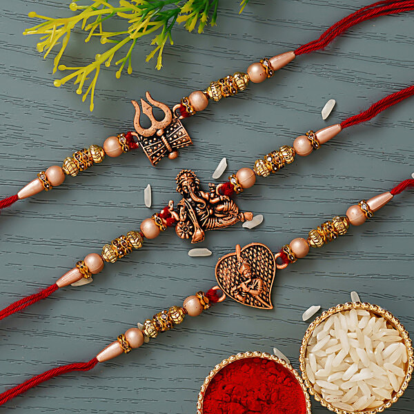 Buy eCraftIndia Lord Ganesha Shiva & Krishna Religious Rakhis - With ...