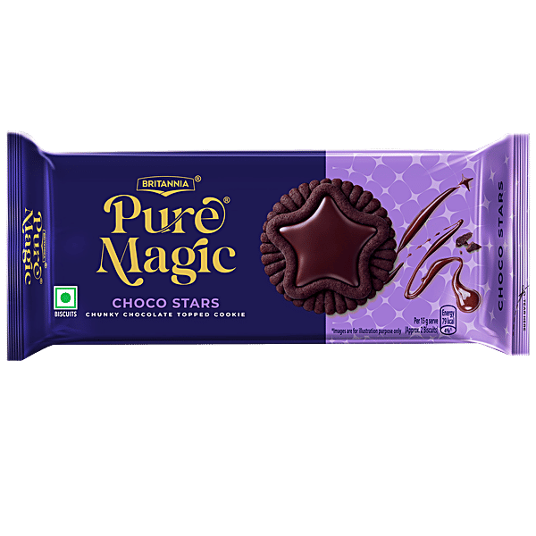 Buy Britannia Pure Magic Choco Stars - Chunky Choco Topped Cookie ...