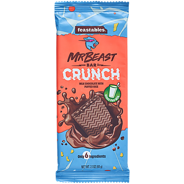 Buy MR Beast Feastables Crunch Milk Chocolate Bar With Puffed Rice ...