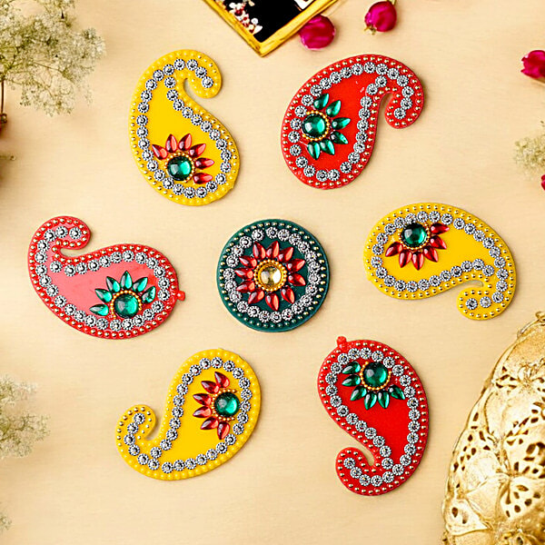 Buy Satvik Flower Shaped Rangoli Acrylic Sticker Online at Best Price ...