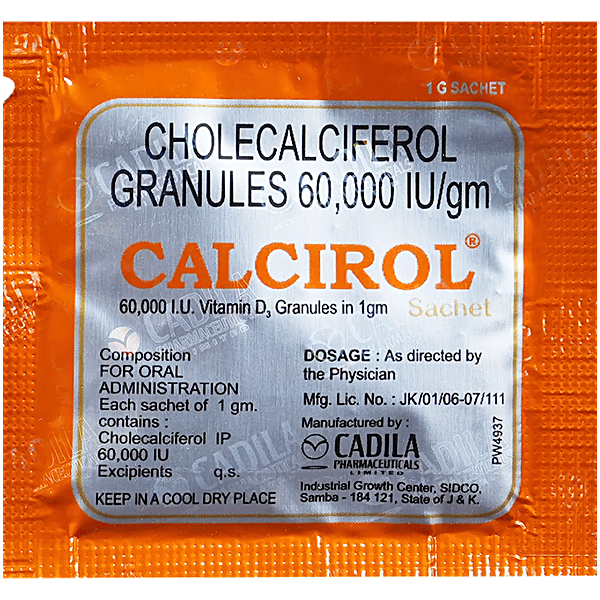 Buy Calcirol 60K IU Cholecalciferol Sachet For Bone Health Online at ...