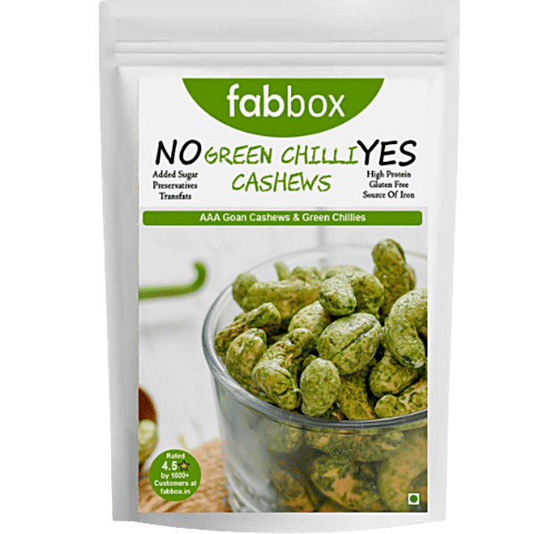Buy Fabbox Roasted Whole Cashews - Green Chilli, Premium Goan Kaju ...
