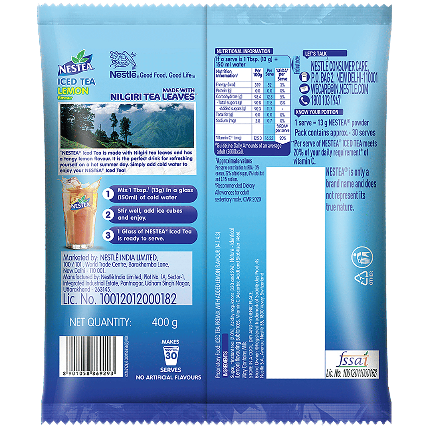 Nestea Iced Tea Nutrition Facts Nestea Lemon Iced Tea Powder