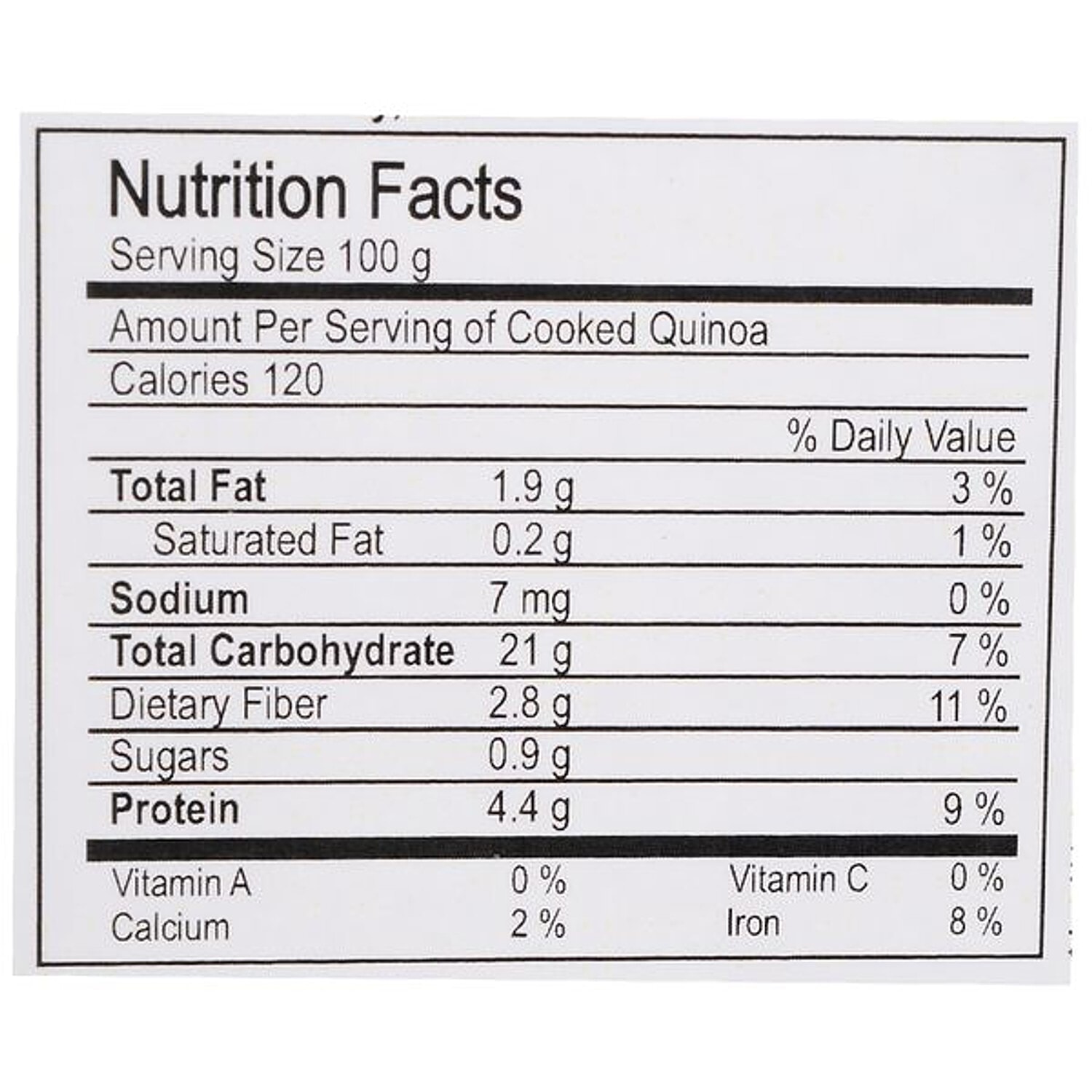 Cooked Quinoa Nutrition Facts
