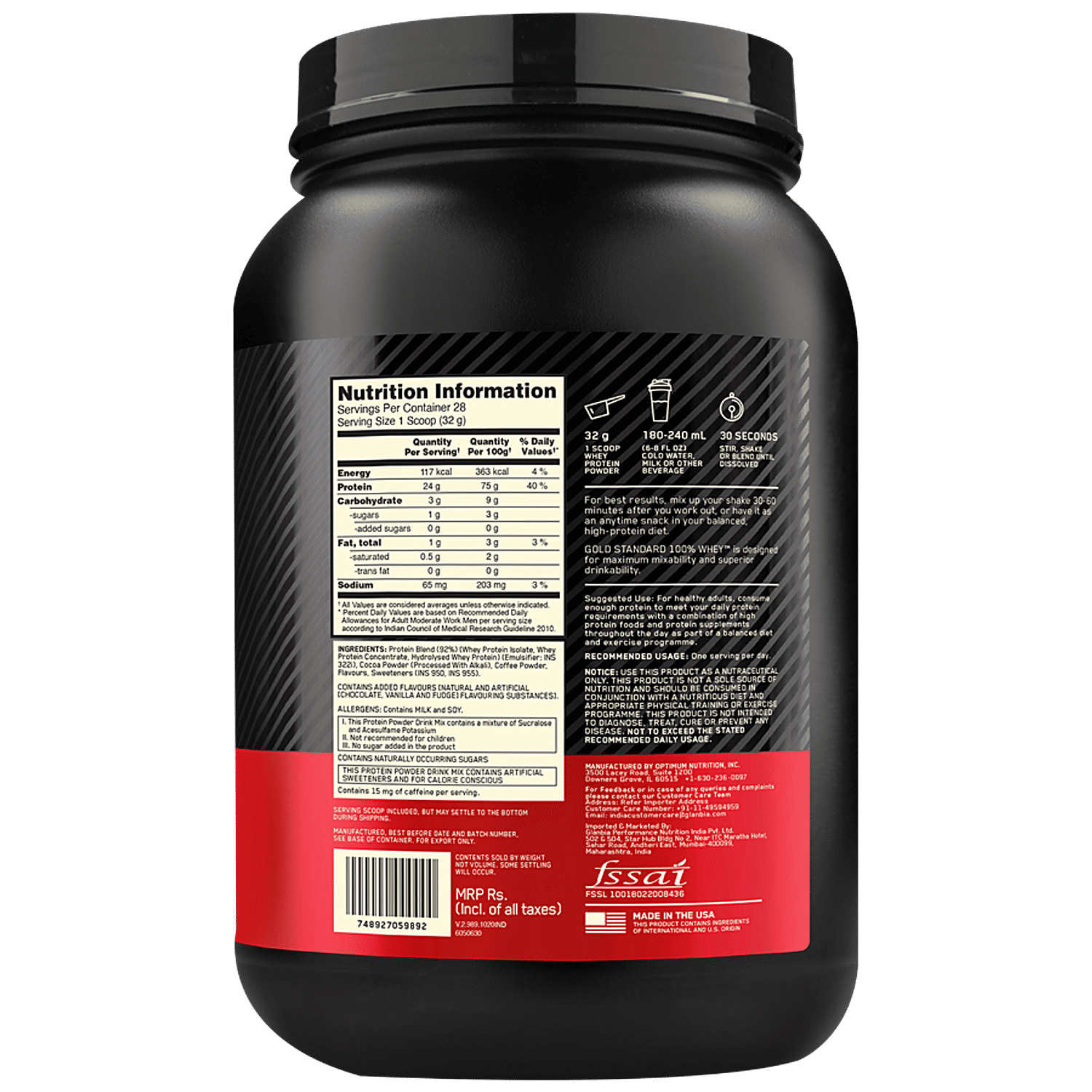 Optimum Gold Standard Whey Nutrition Facts | Besto Blog