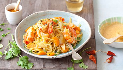 Spaghetti with curried king prawns Recipe: How to Make Spaghetti with ...